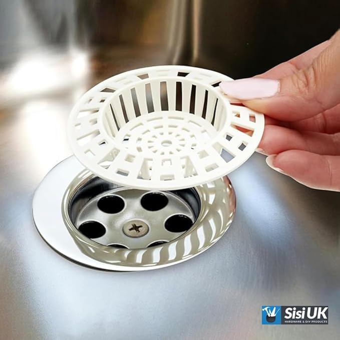 Sink Strainer – Sink/ Basin Drain Cover | White & Silver Finish (38MM ...