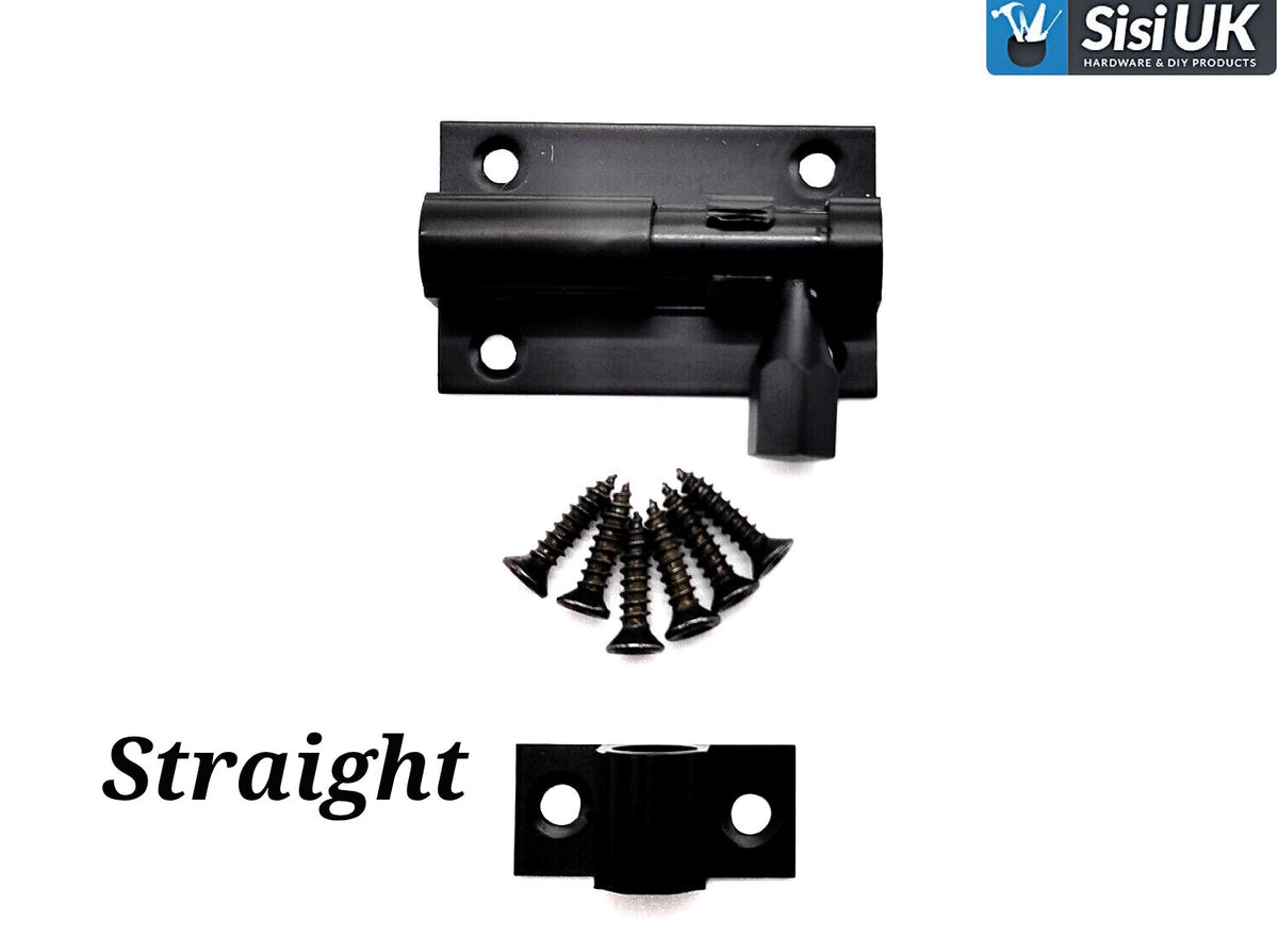 Matt Black Slide Bolts – Straight & Necked – 38mm to 75mm – Sisi (UK) Ltd