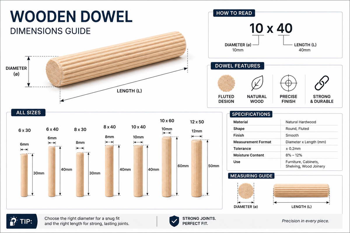 Wooden Fluted Dowel Pins Furniture Joining Pegs – Sisi (UK) Ltd