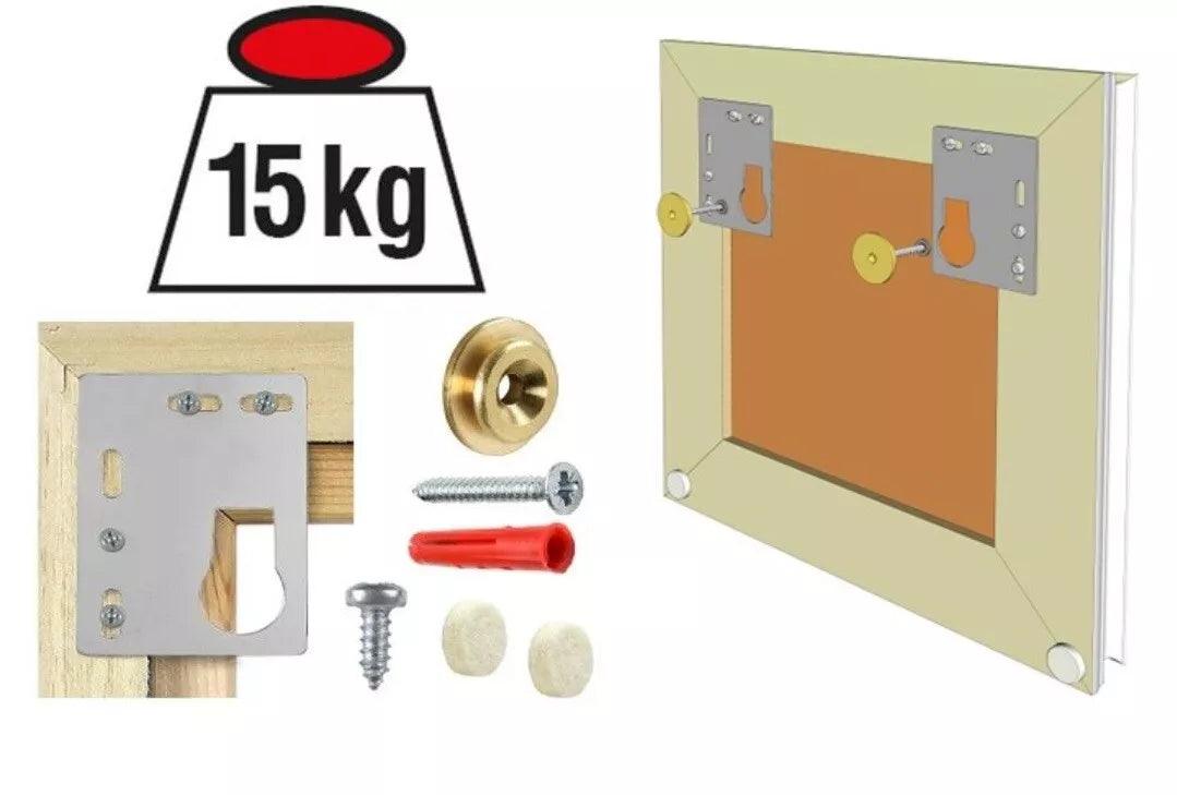 Heavy Duty Keyhole Picture Frame Corner Hangers KIT Hanging Bracket Pl ...