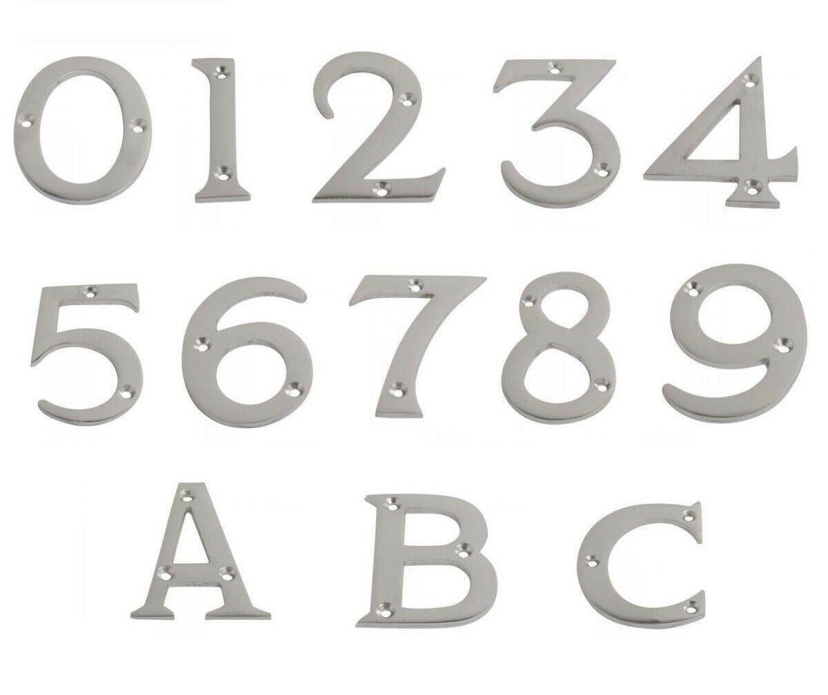 Door Numbers & Letters Satin Chrome 3" ( 75 mm ) | House Flat Apartment ...